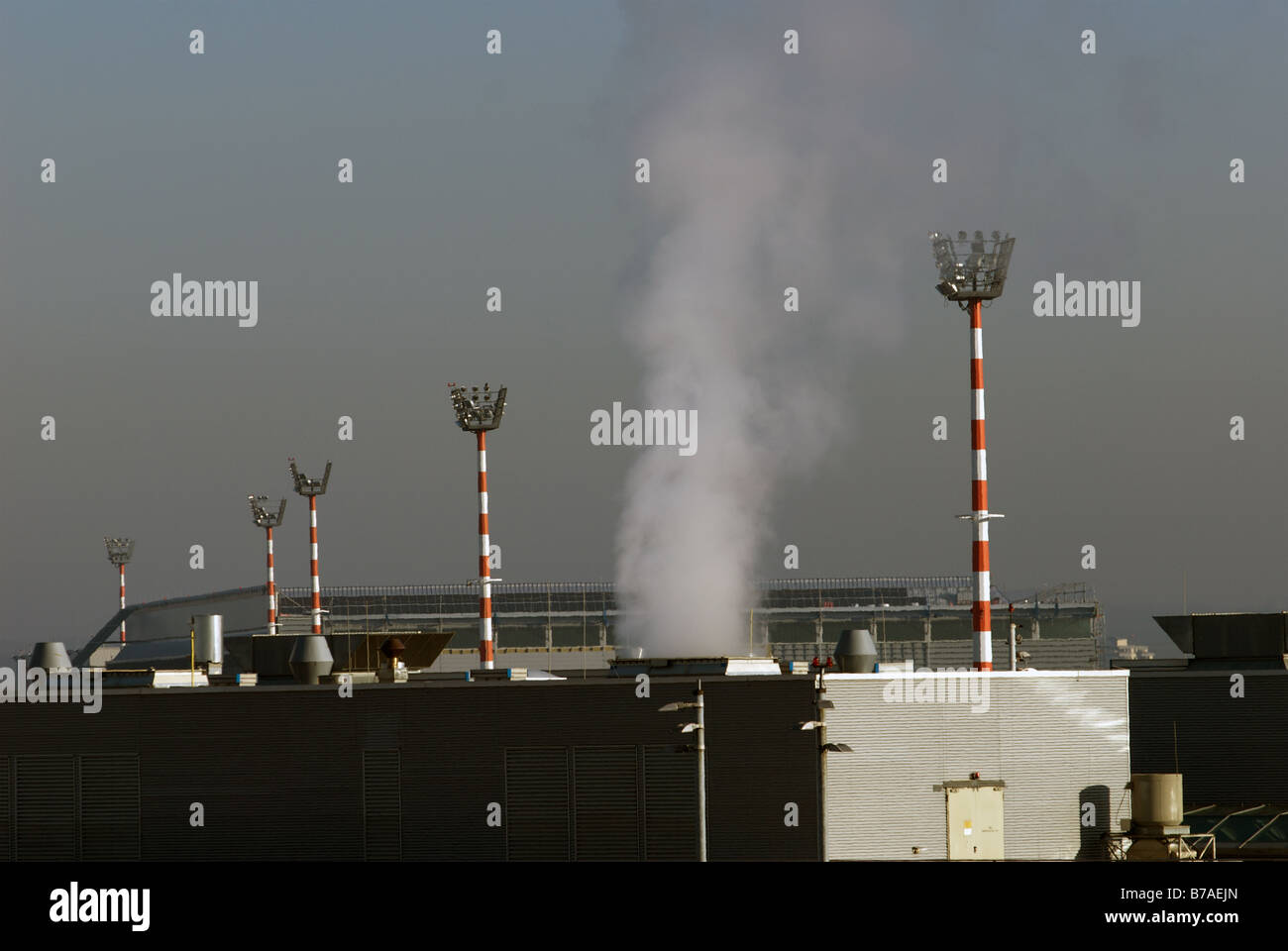 Steam rising from a heating system inside the terminal at Dusseldorf ...