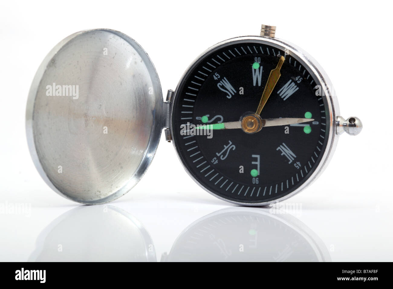 small compass with reflection isolated on white background Stock Photo ...
