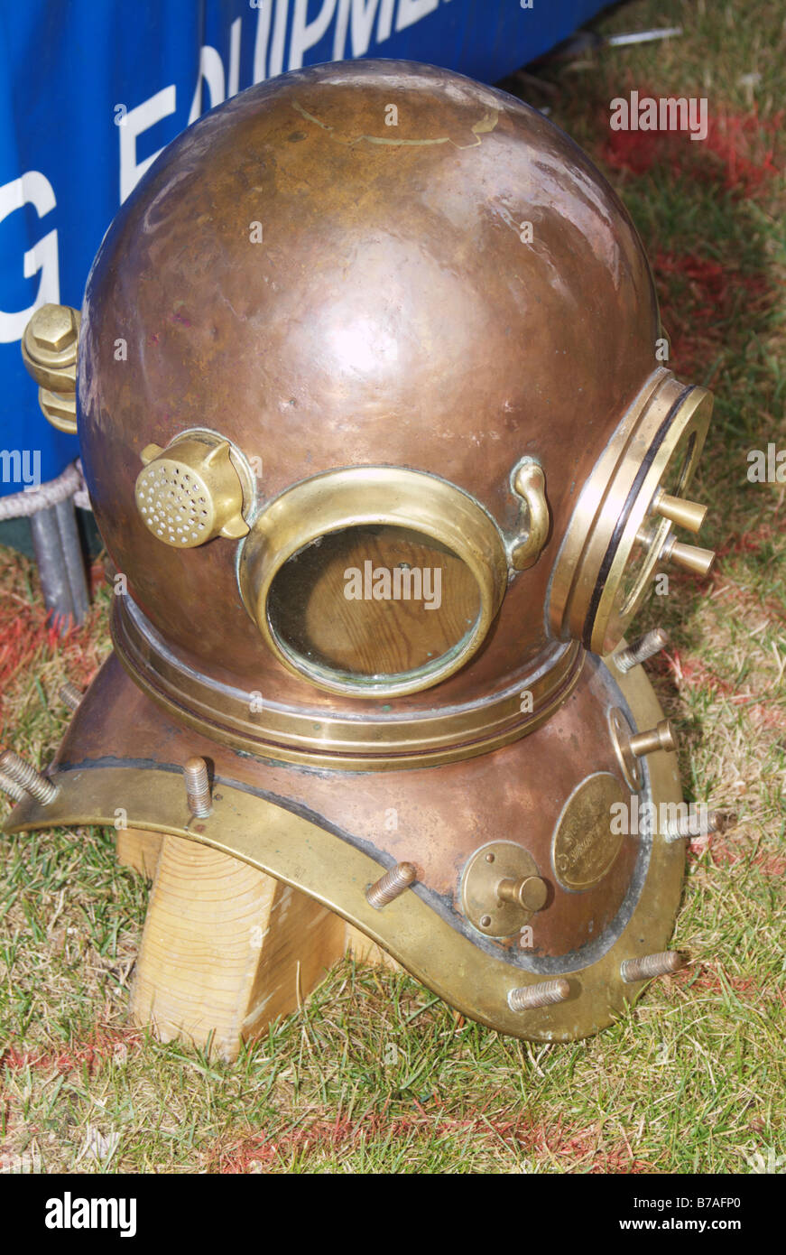 helmet diver old antique diving kit visor round exhibition River Rother ...