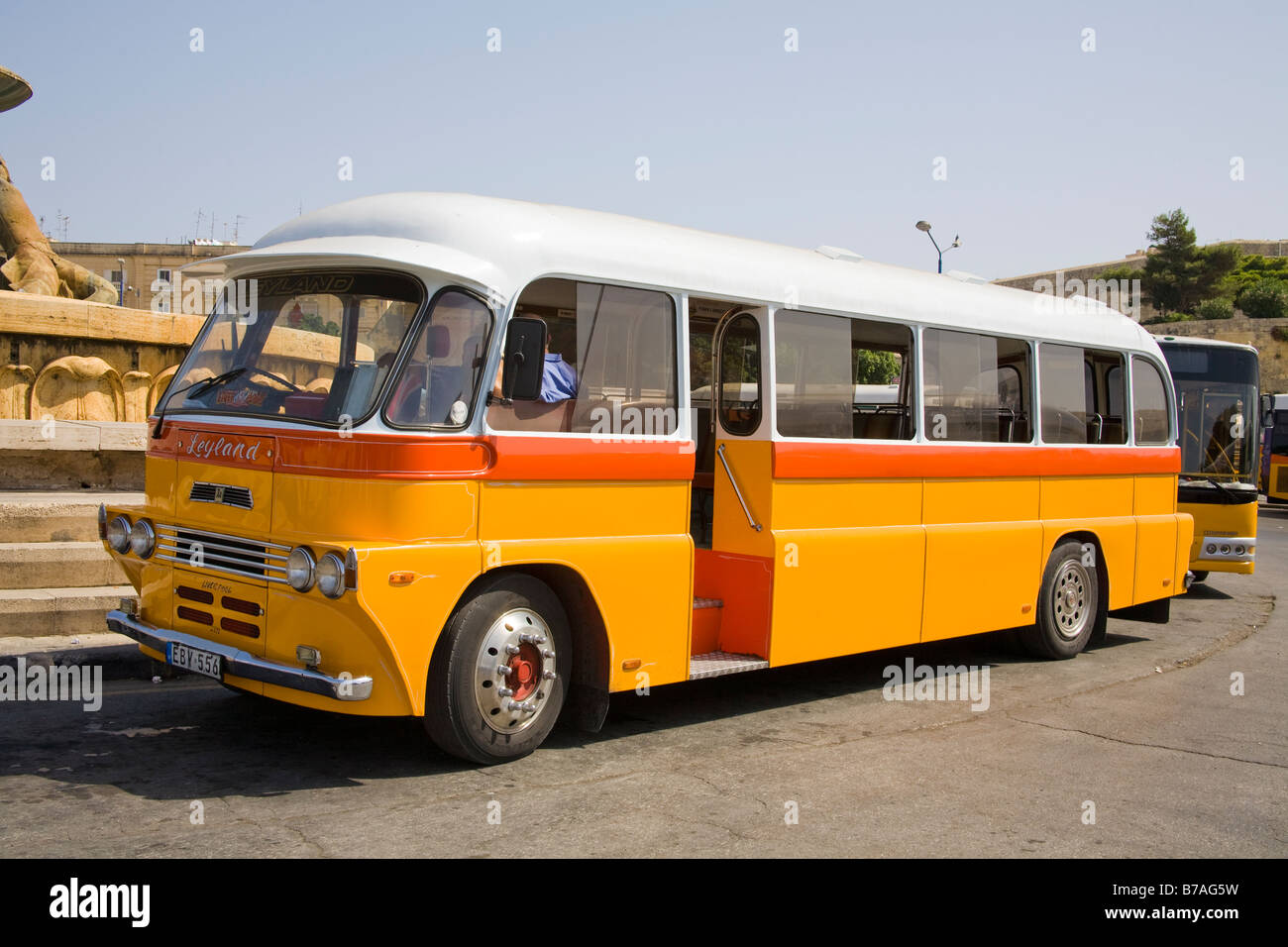 Public transport bus, parked at the bus terminus, Valletta, Malta Stock ...