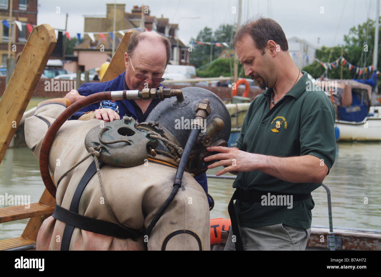 dressing female diver old antique diving kit suit exhibition River ...