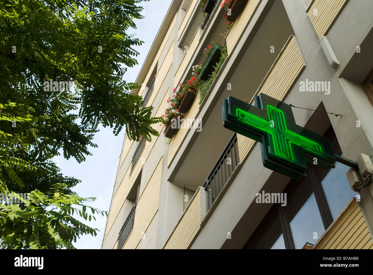 chemist signage on apartment building Stock Photo - Alamy