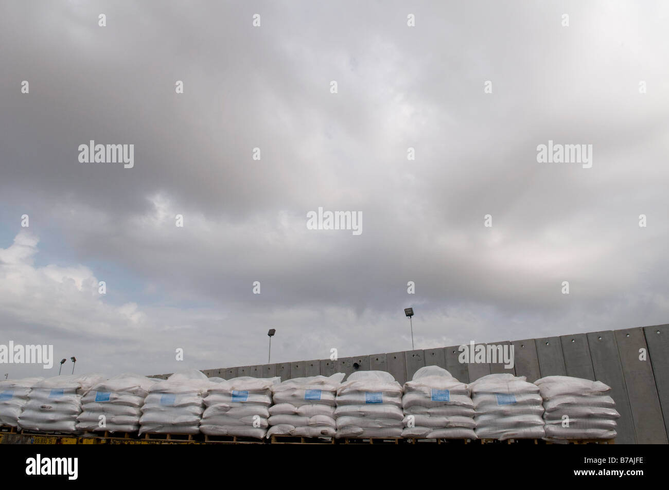 Sacks of food donated by UNRWA and WFP prepared to be delivered into ...