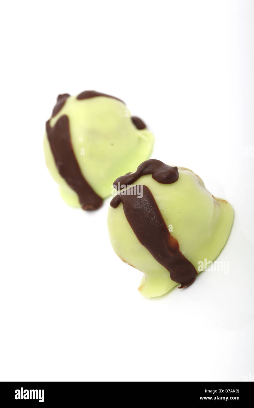 two green pastry cookies isolated on white background vertical Stock ...