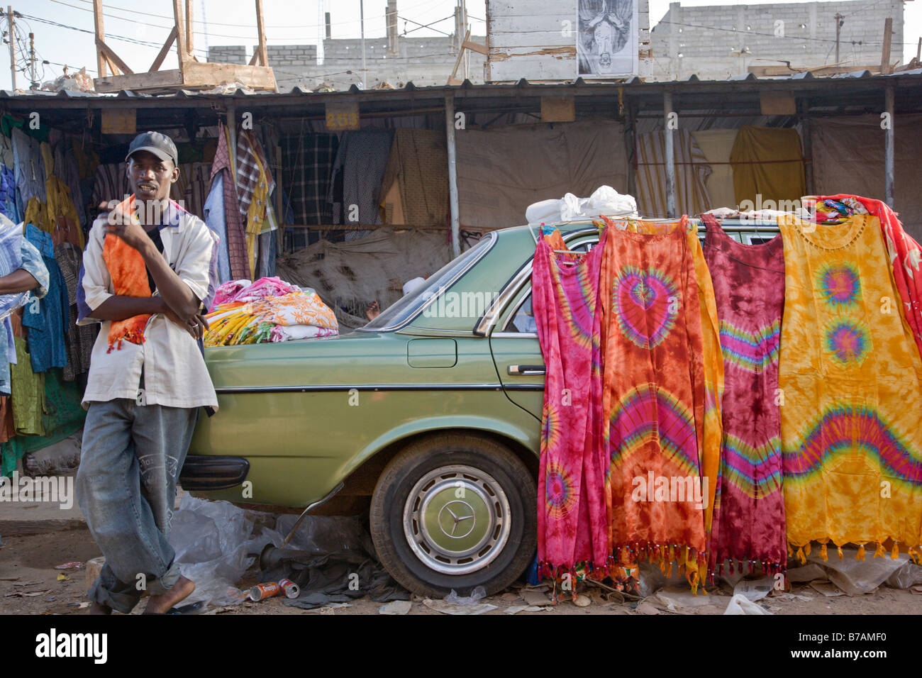 The HLM Market in Dakar, Senegal sells all kinds of colorful cloths ...
