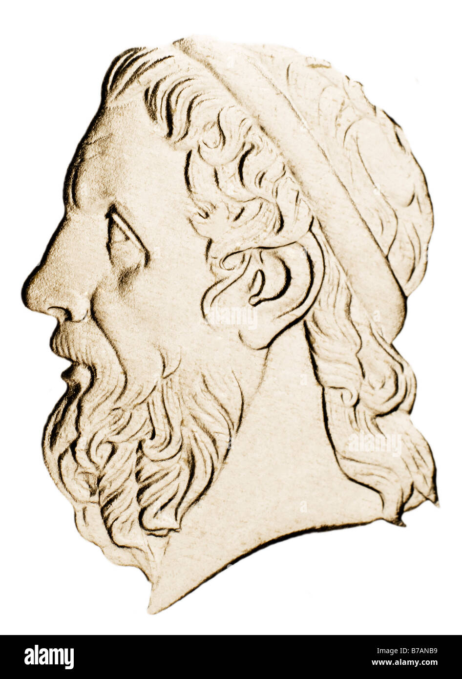 Profile portrait of Homer from Greek 50 drachma coin of 2000 Stock ...
