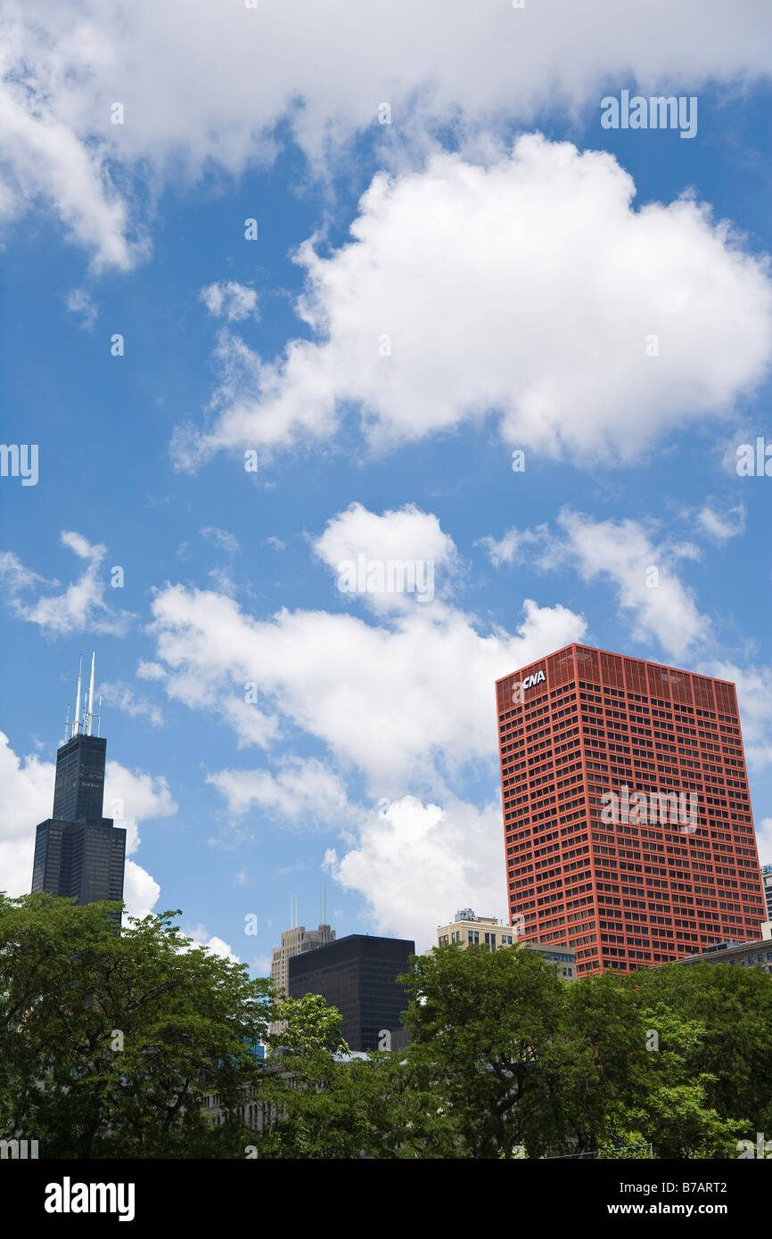 Trees and Buildings in City, Chicago, Illinois, USA Stock Photo - Alamy