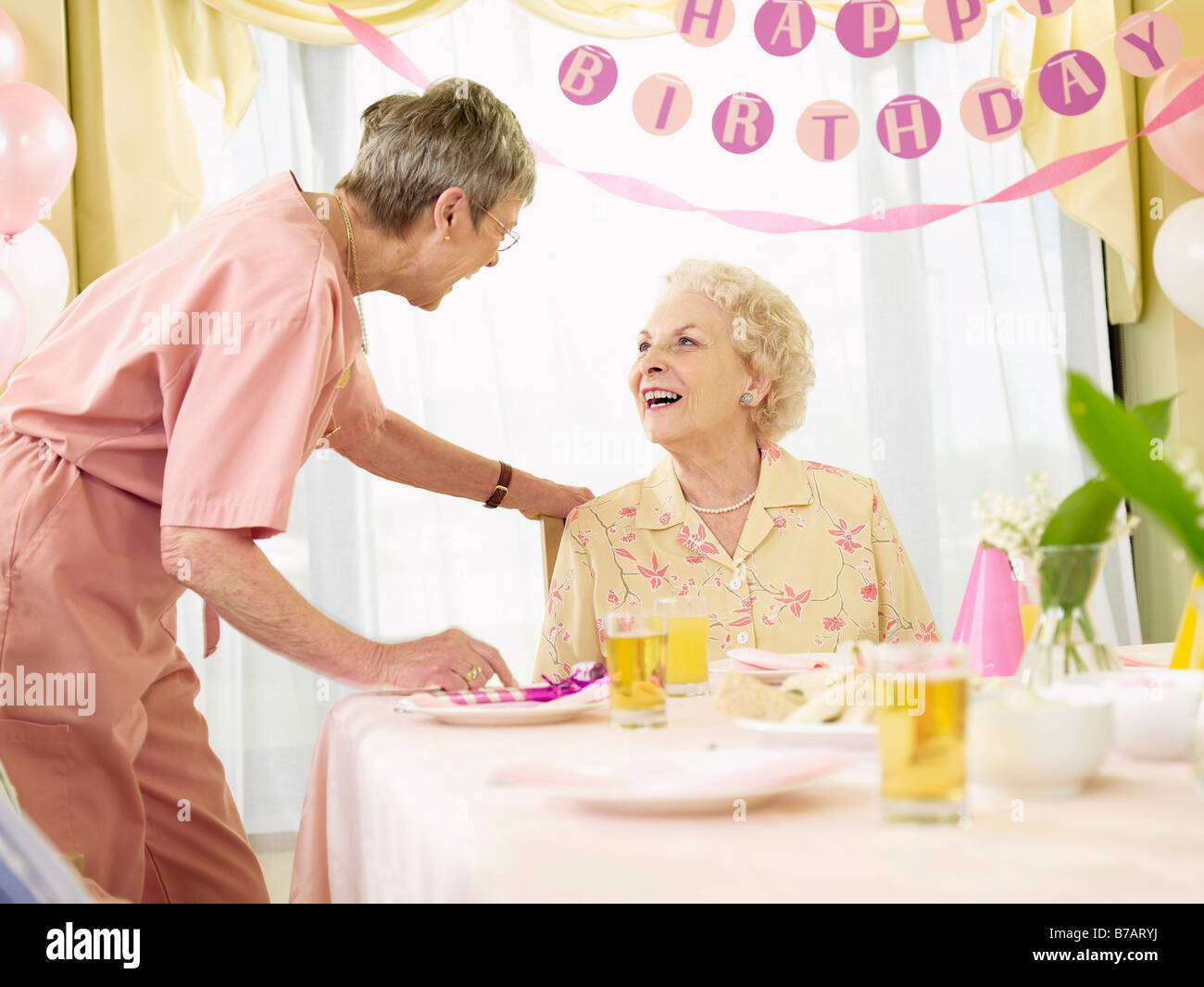 Woman Celebrating Birthday in Seniors' Residence Stock Photo - Alamy