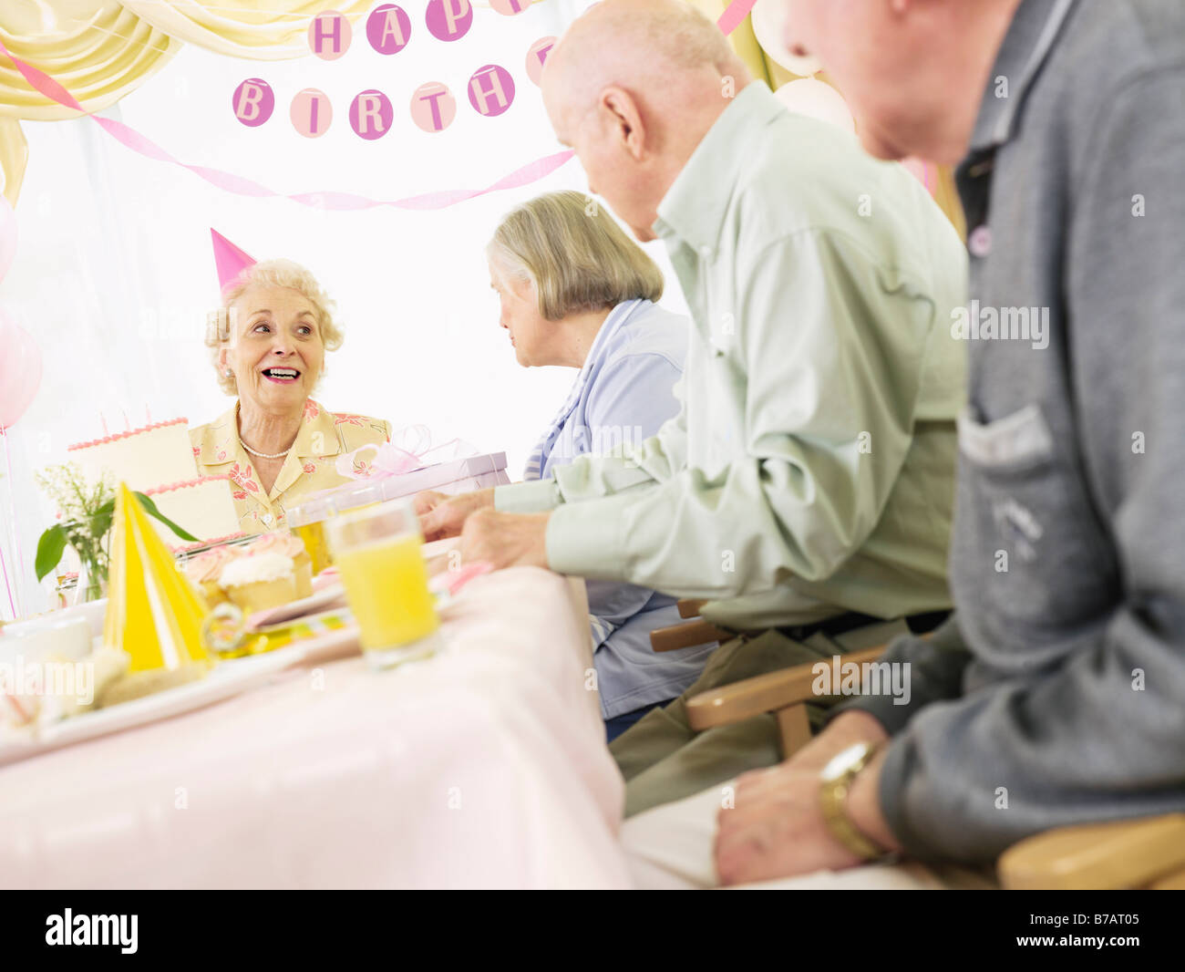 Birthday Party at Seniors' Residence Stock Photo - Alamy