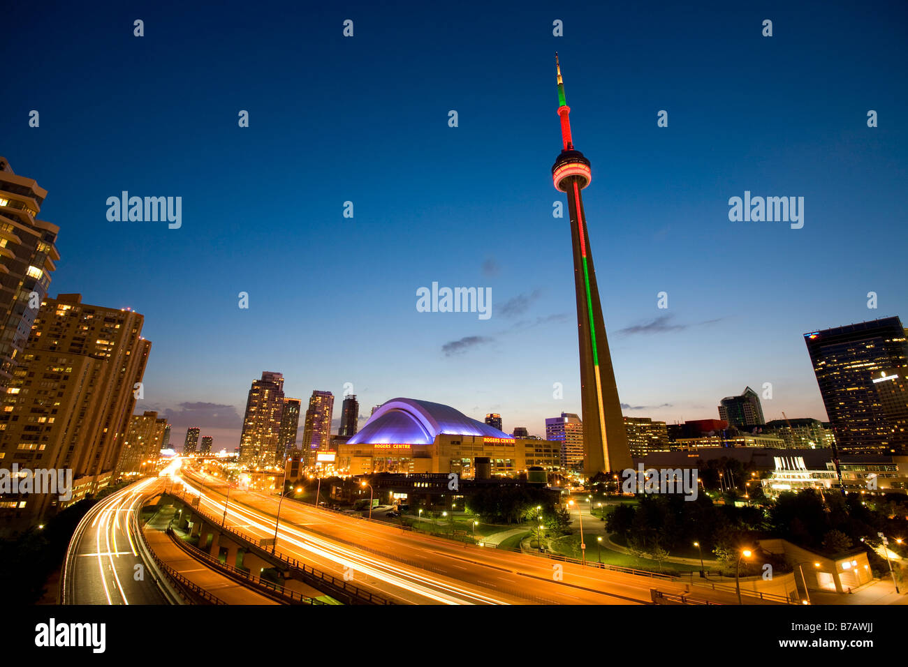Toronto Skyline Above Gardiner Expressway, Ontario, Canada Stock Photo ...