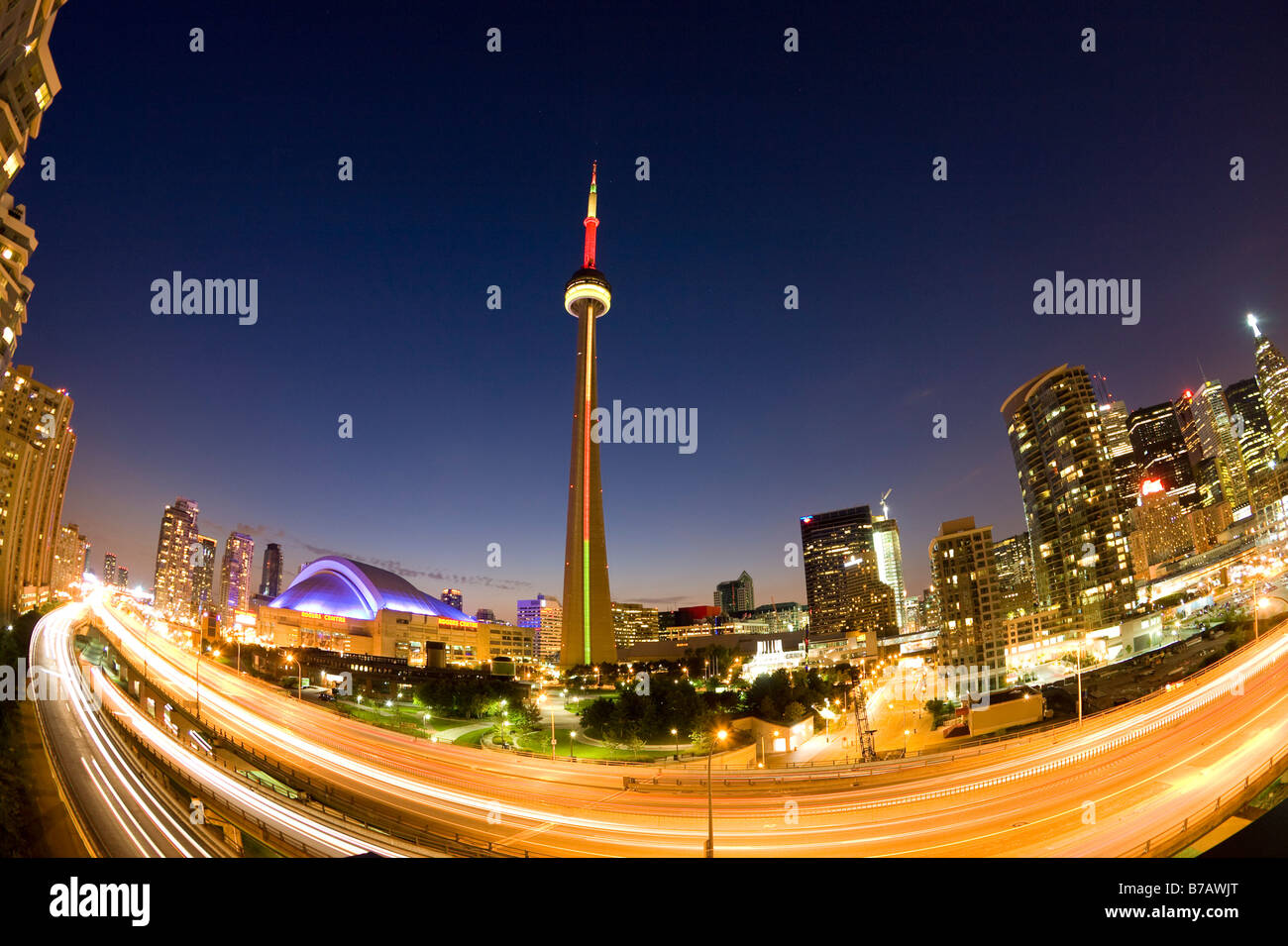 Toronto Skyline Above Gardiner Expressway, Ontario, Canada Stock Photo ...