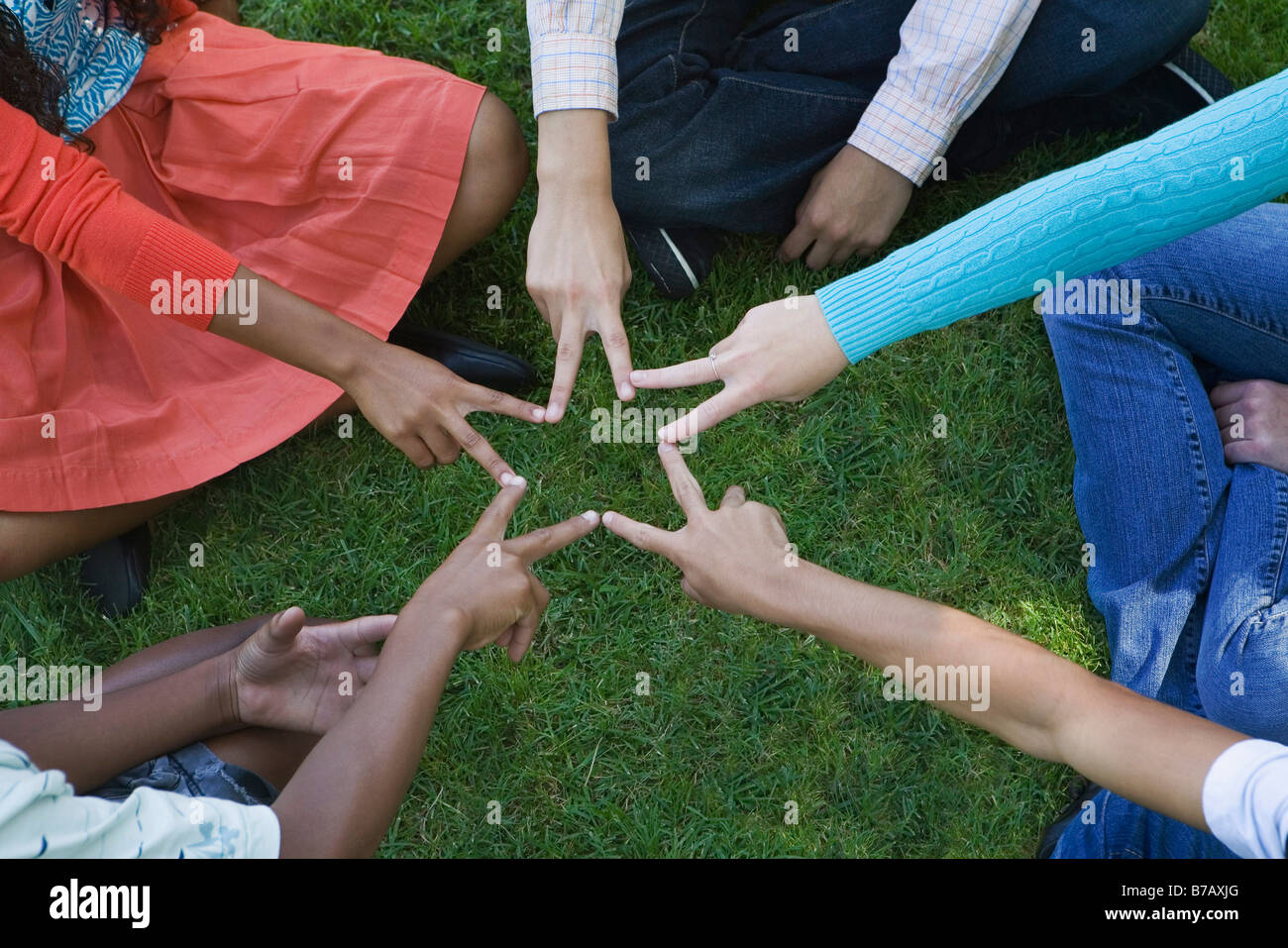 Group of Teens Making a Star Stock Photo - Alamy