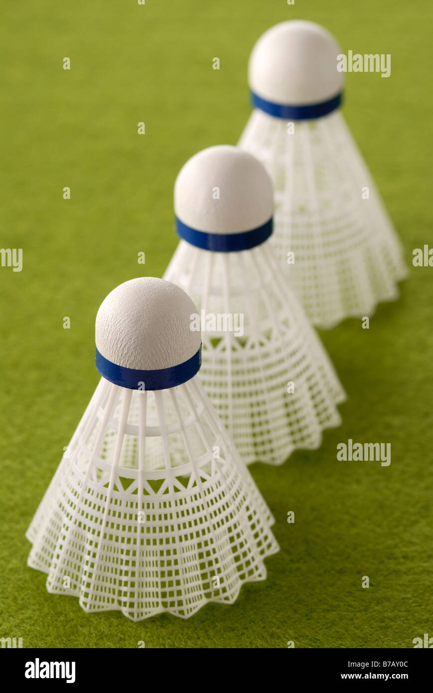 Three Badminton Birdies Stock Photo - Alamy