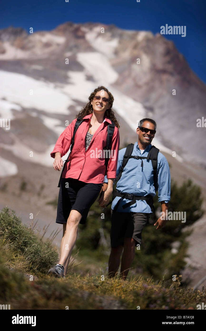 People Hiking by Mount Hood, Oregon, USA Stock Photo - Alamy