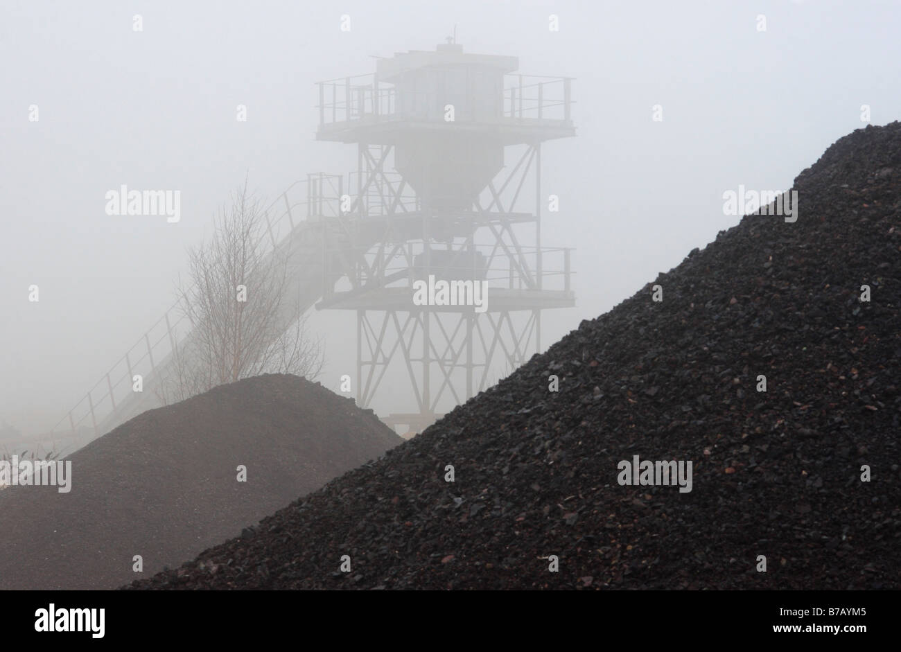Quarry / Mine Workings & Equipment in Fog Stock Photo - Alamy