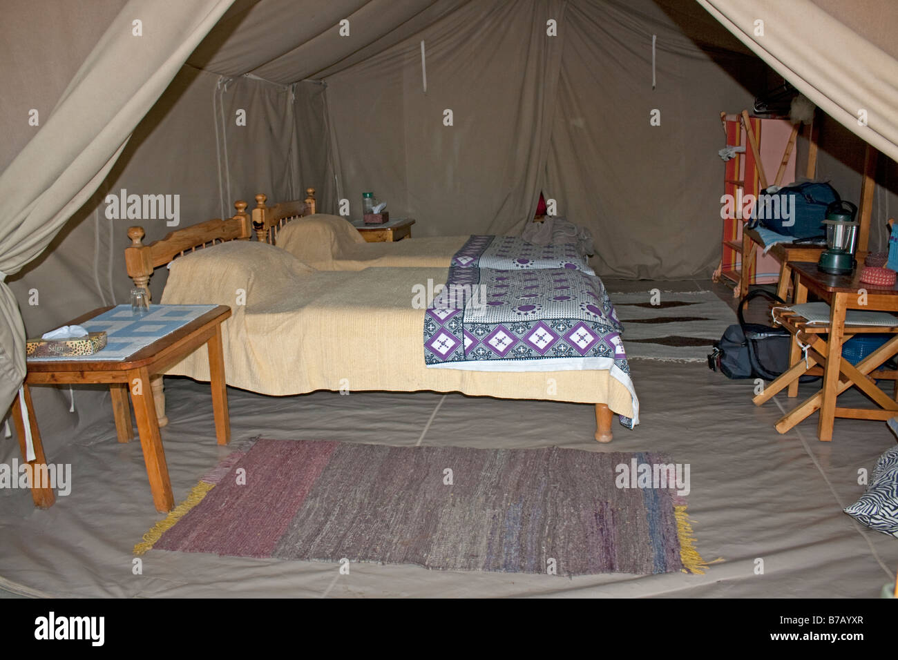 Inside tourist tent Duma Camp Masai Mara North Reserve Kenya Stock ...