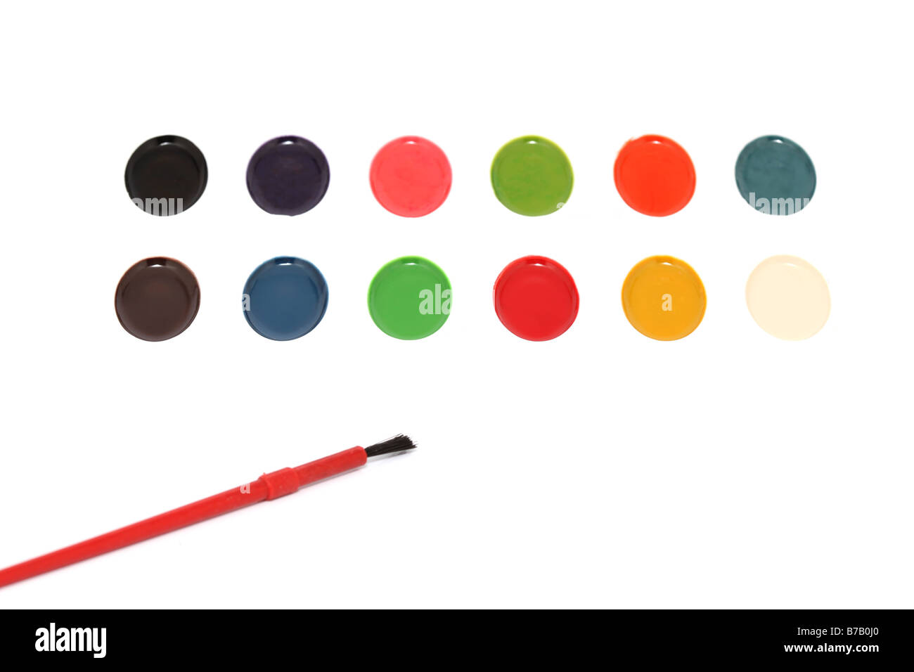 paintbrush and color palette variation isolated on white background ...