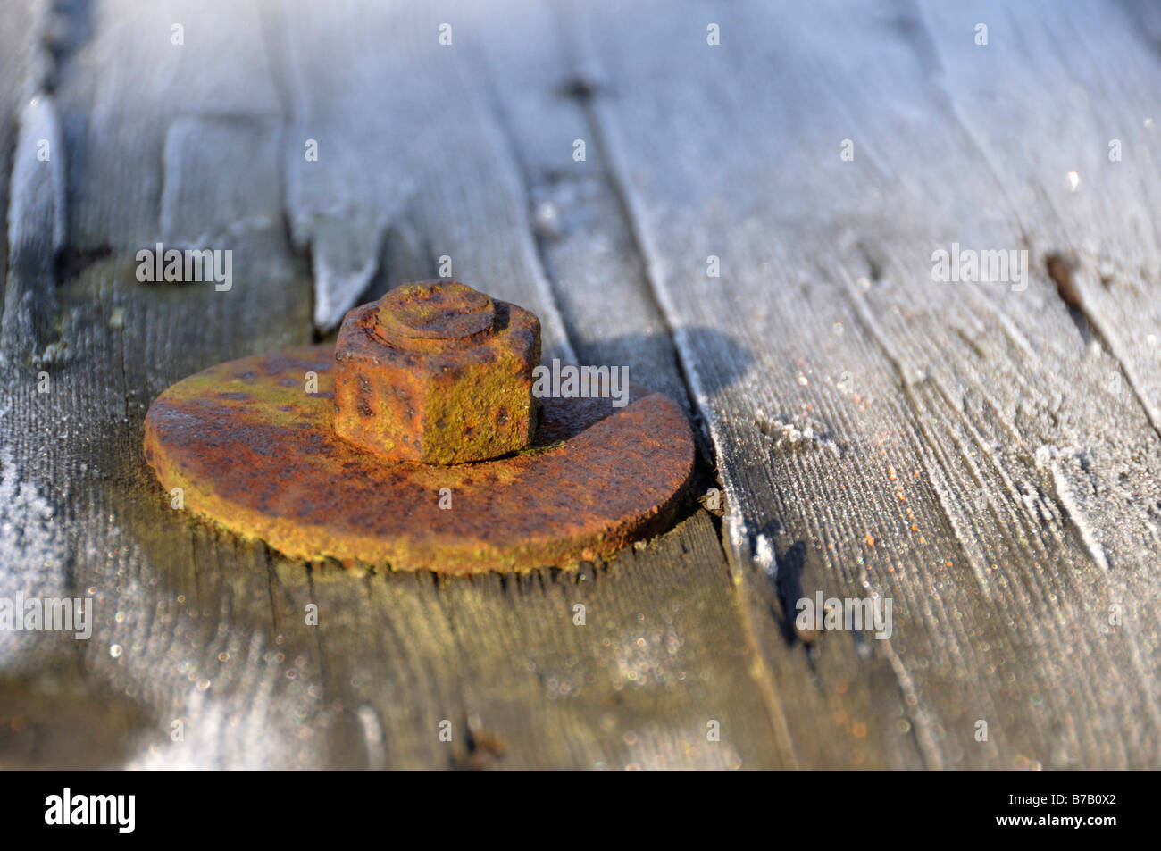 Rusty metal bolt disused mine Allenheads England Stock Photo - Alamy