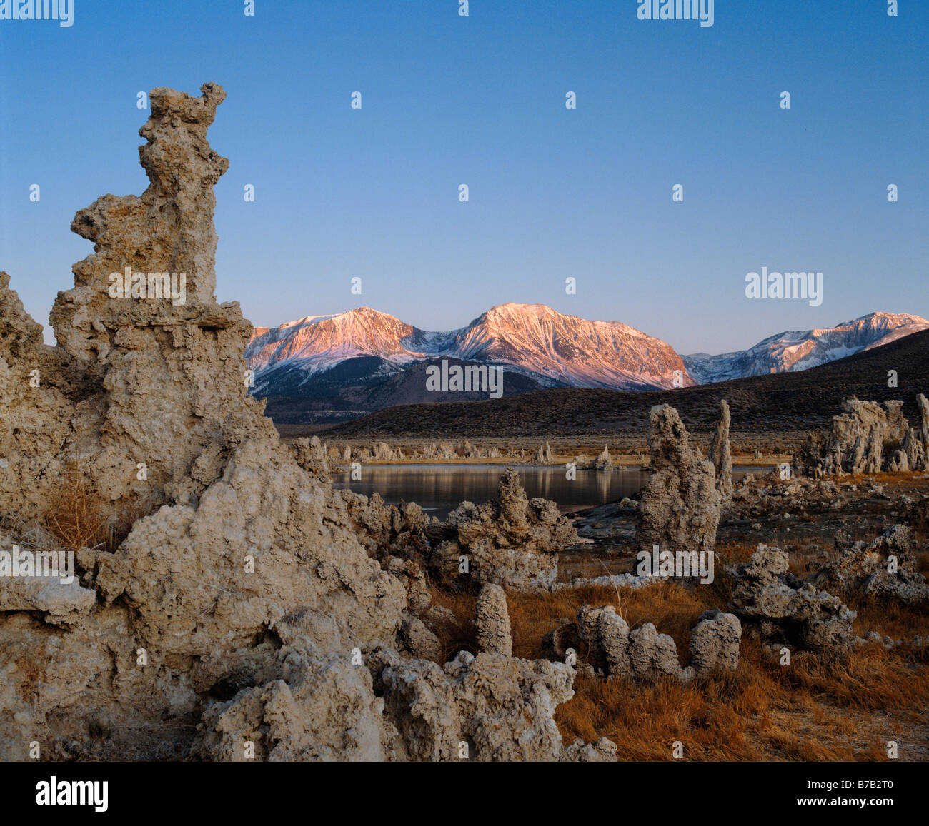 TUFA FORMATIONS rise from the waters of MONO LAKE near the SIERRA ...