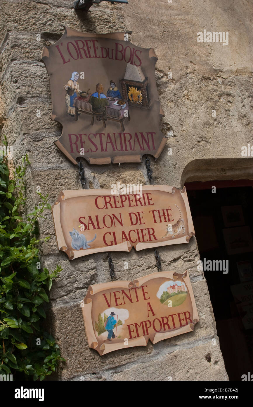 Sign in Medieval village of Chateauneuf en Auxois, Cote d’Or, Burgundy ...