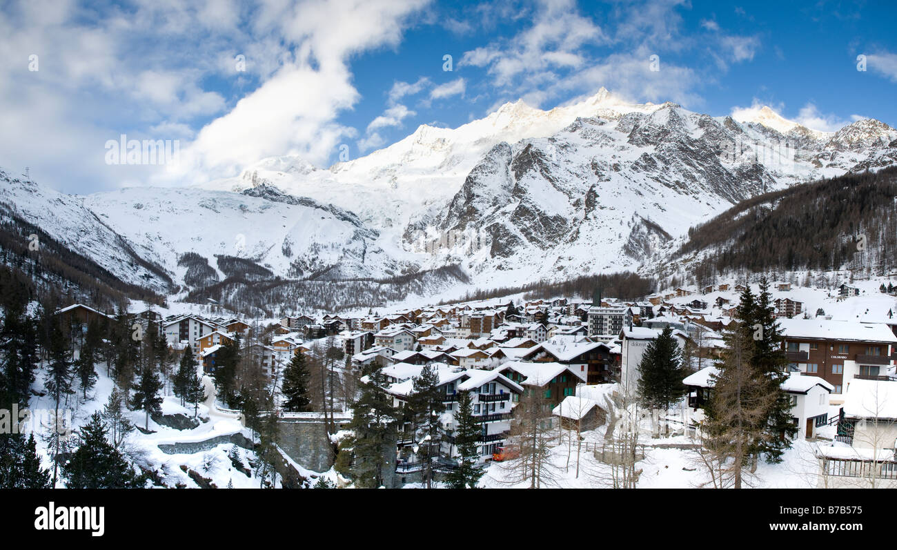 Saas Fee Switzerland panorama Stock Photo - Alamy