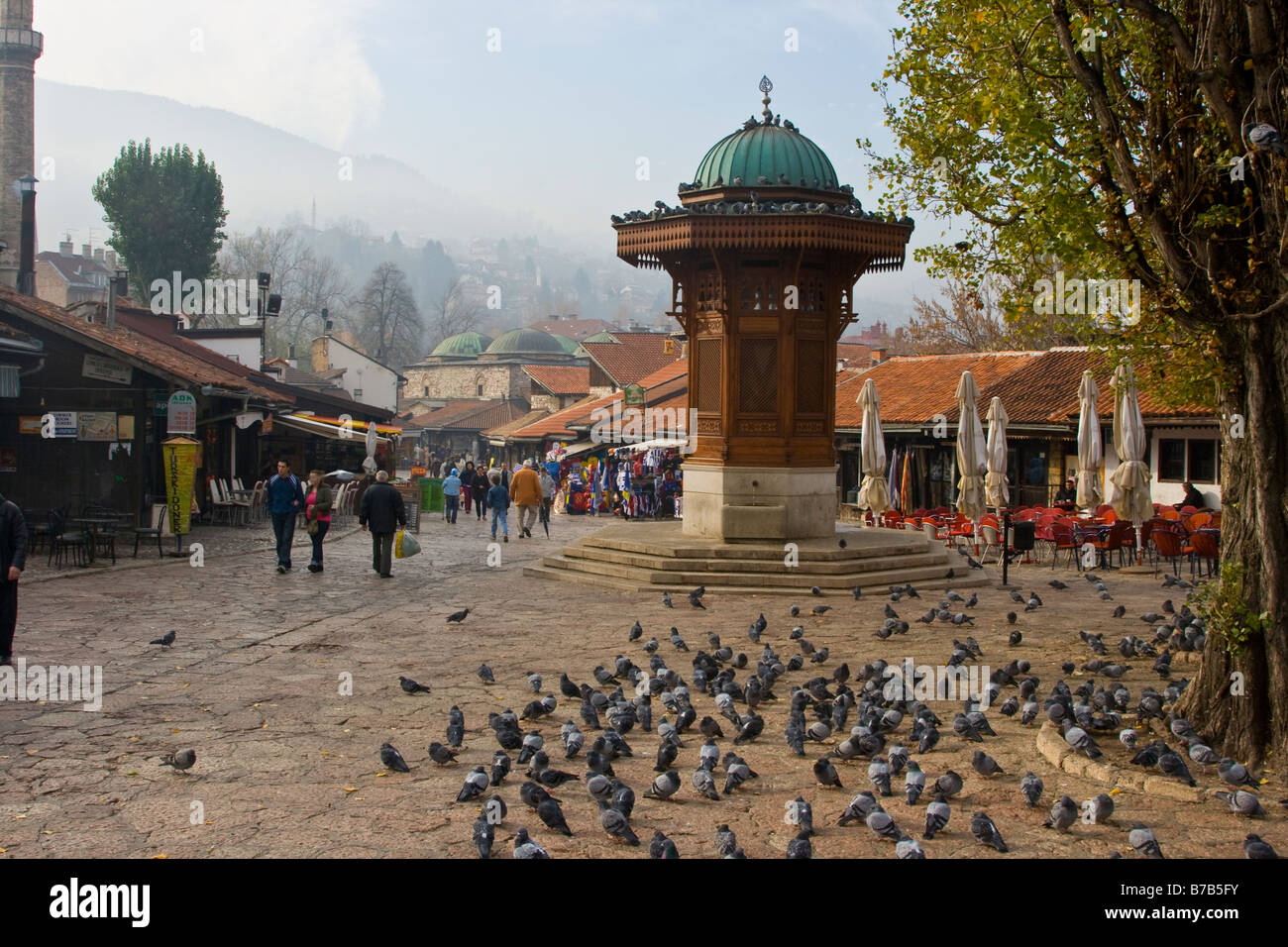 Sebilj Fountain In Pigeon Square in Sarajevo Bosnia Stock Photo - Alamy