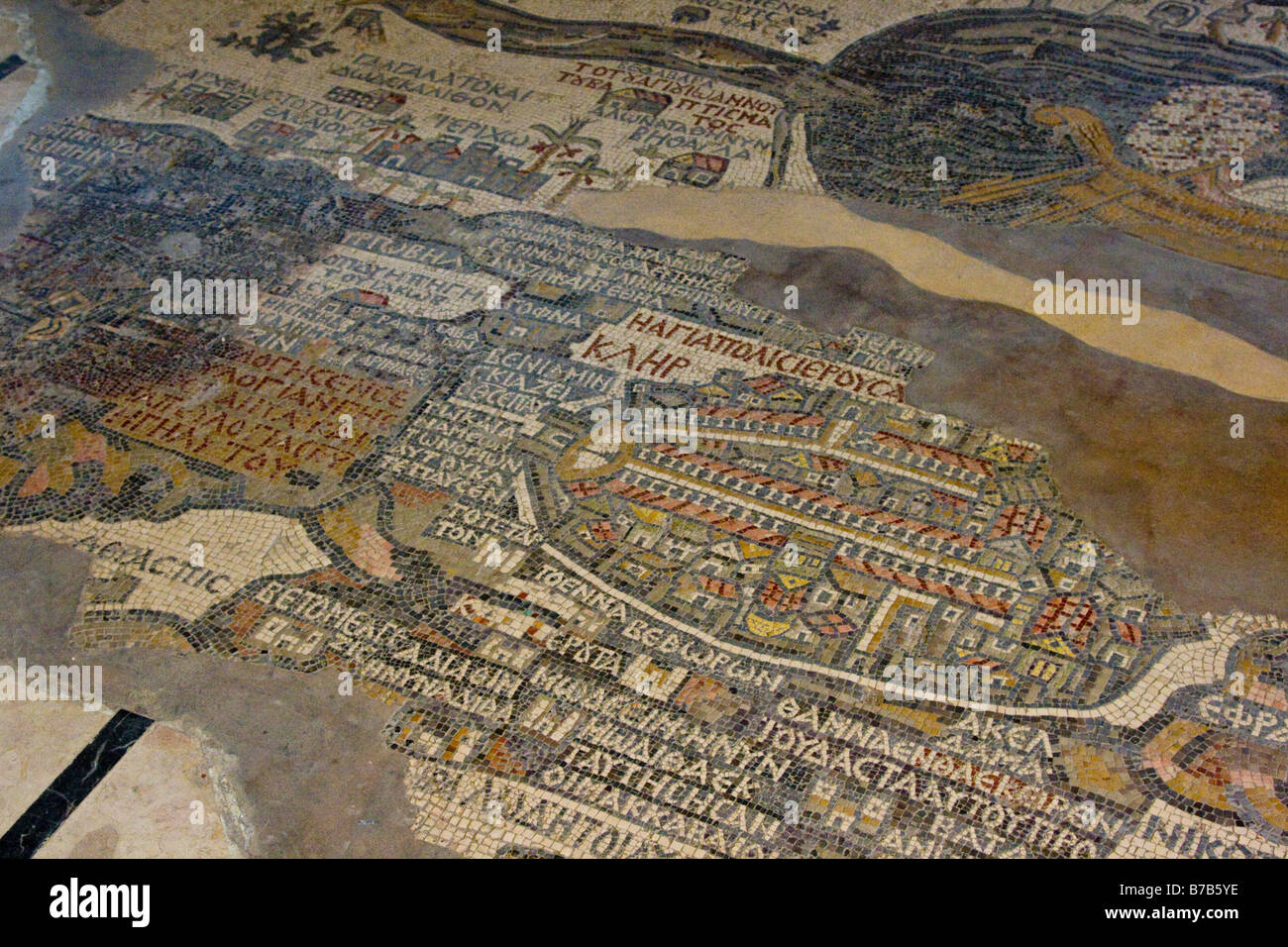 The Madaba map mosaic in St George church in Madaba, Jordan Stock Photo ...