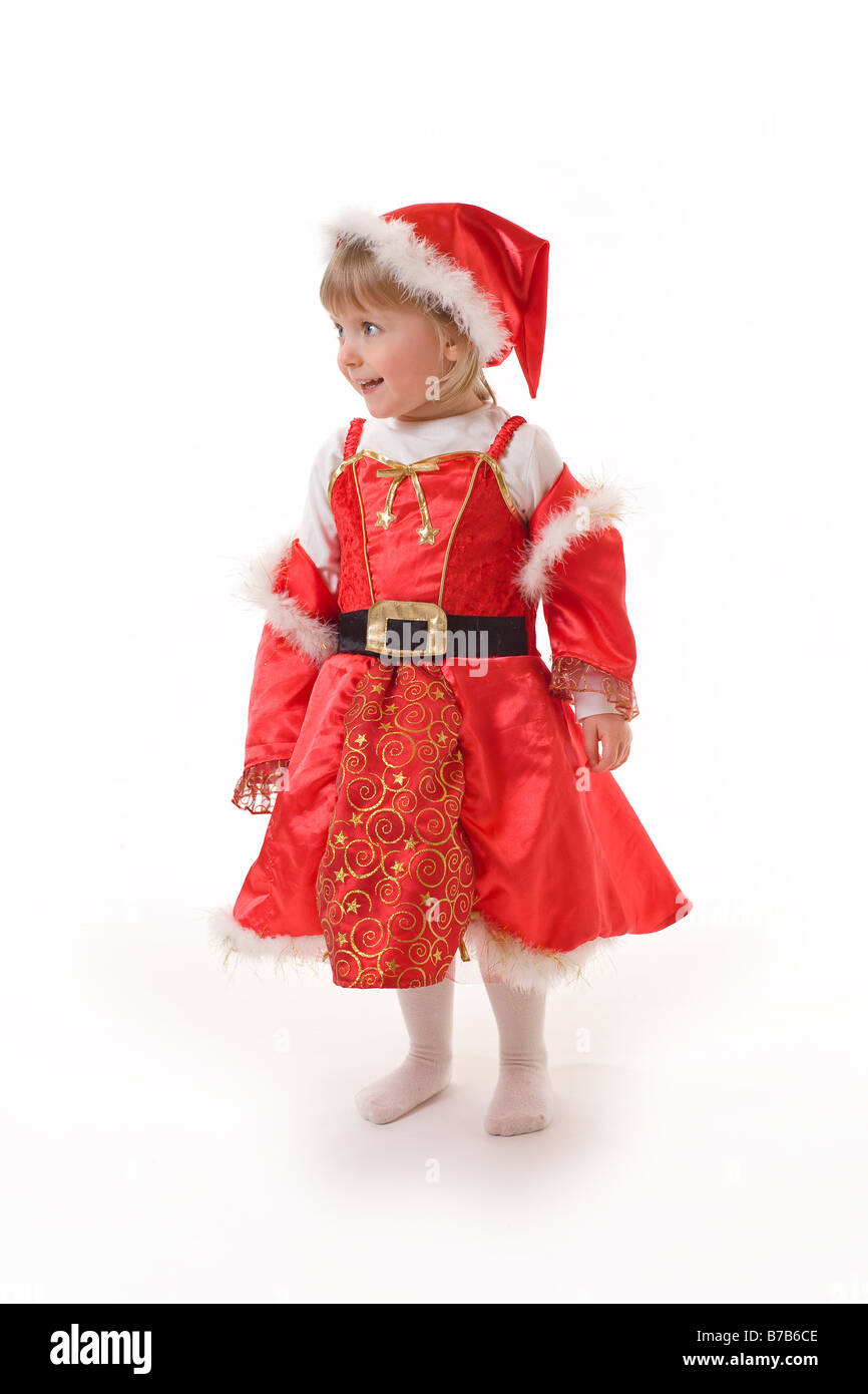 little girl dressed as santa Stock Photo - Alamy