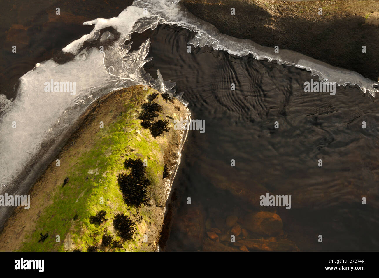 Ice in stream Croglin water North Pennines England Stock Photo - Alamy