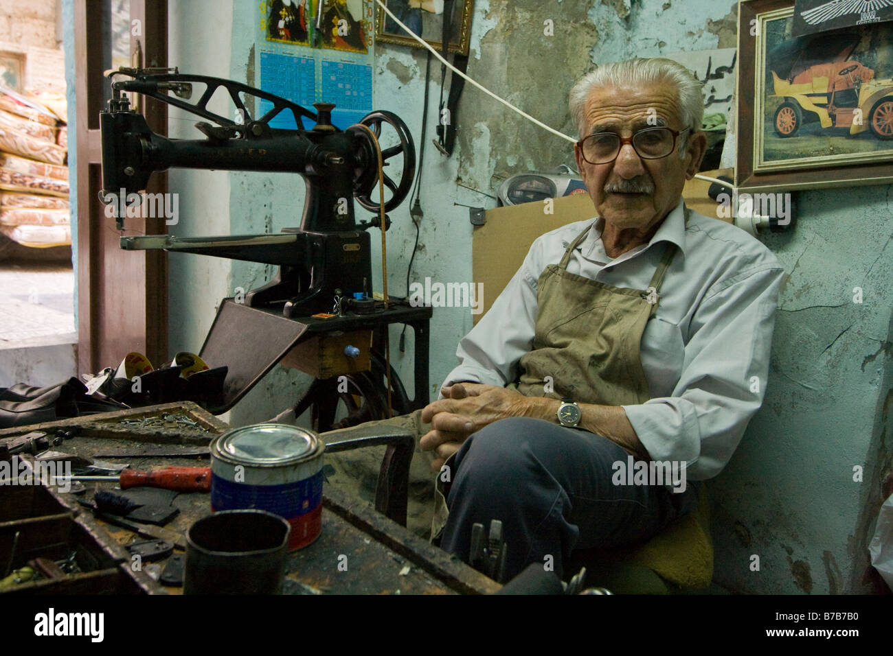 Christian Shoemaker in West Bank Palestinian Territories Stock Photo ...