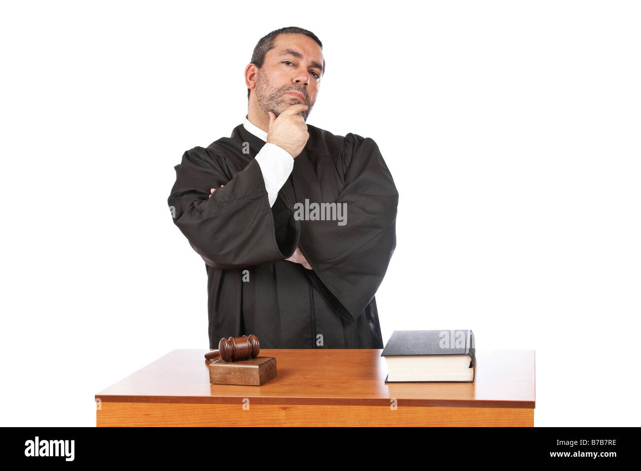 A serious male judge thinking isolated on white background Stock Photo ...