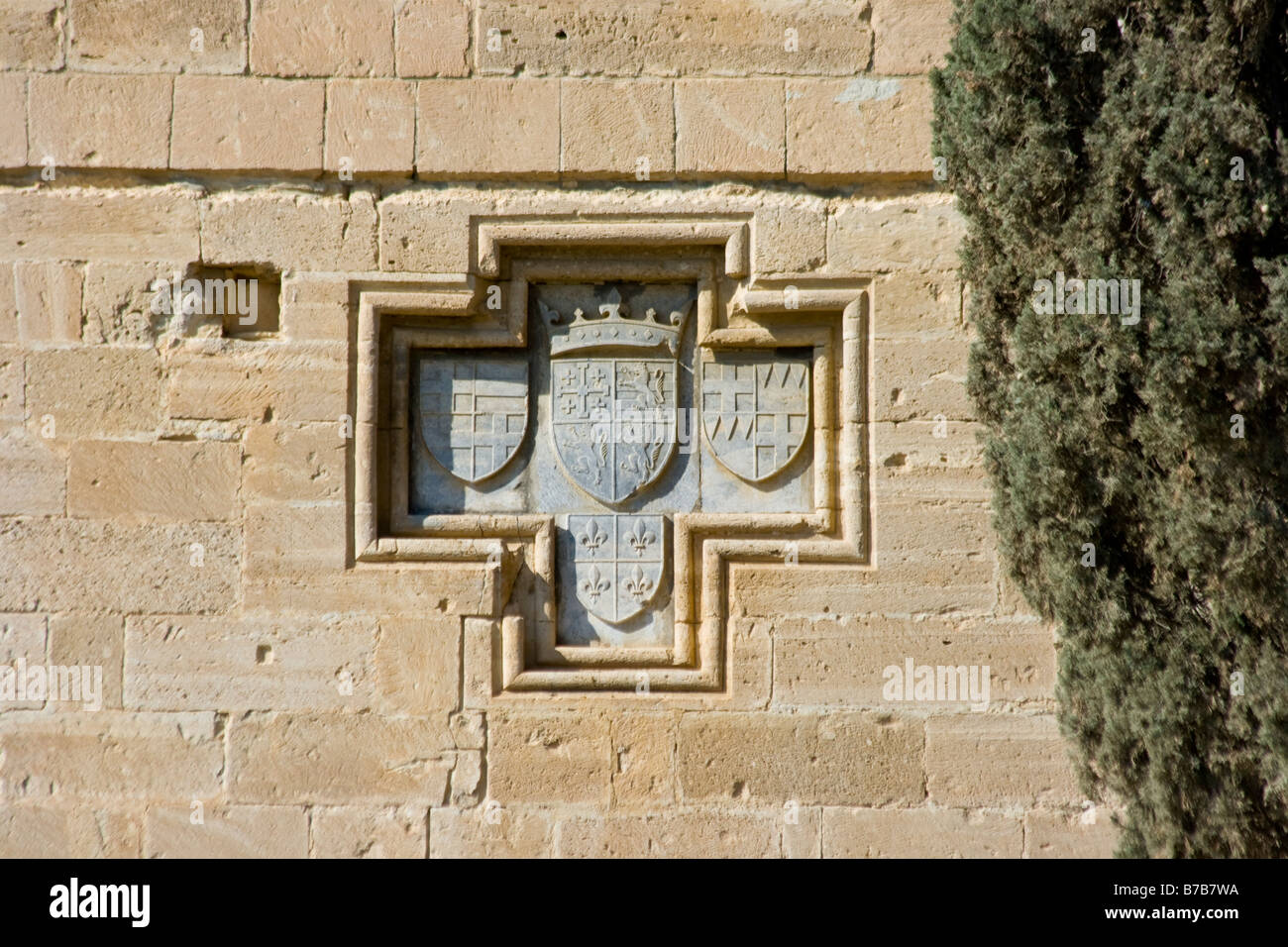 Crusader Crest Detail on Kolossi Castle in Cyprus Stock Photo - Alamy