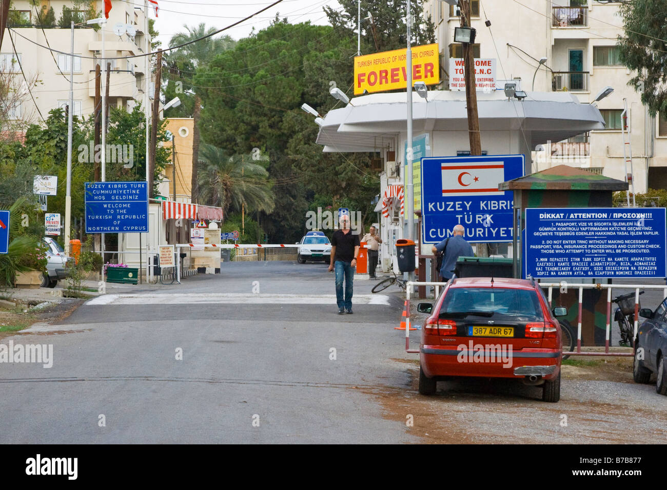 Border to the Turkish Republic of North Cyprus on Green Line in Nicosia ...