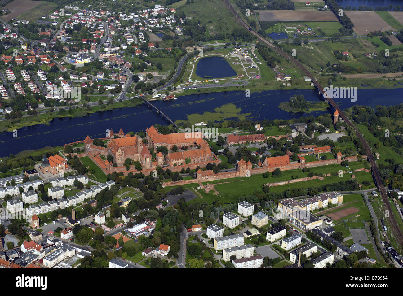 Malbork Castle at Weichsel, biggest brick building of Europe, Poland ...