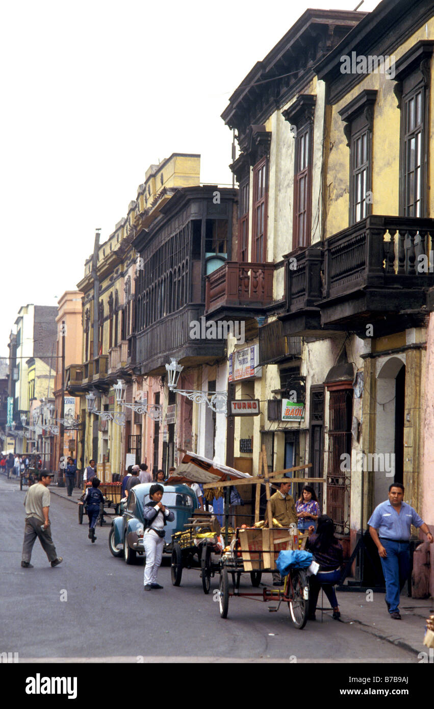 balconies central lima peru Stock Photo - Alamy