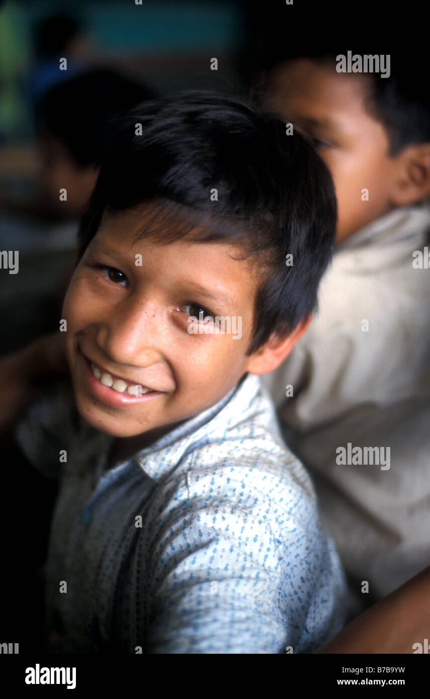boy in village near iquitos Loreto Maynas Province amazon peru Stock ...