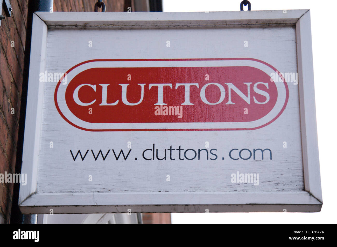 Sign outside a branch of Cluttons estate agents in Oxford, England. Jan ...