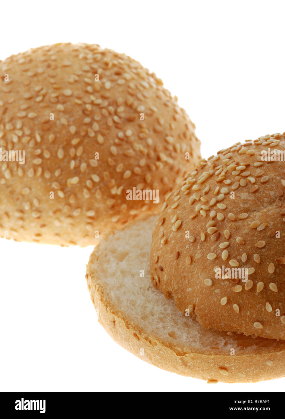 bun for sandwich cut A bakery product strewed by grains Stock Photo - Alamy