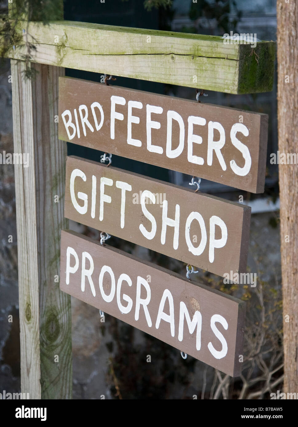 Sign by a nature center Stock Photo - Alamy