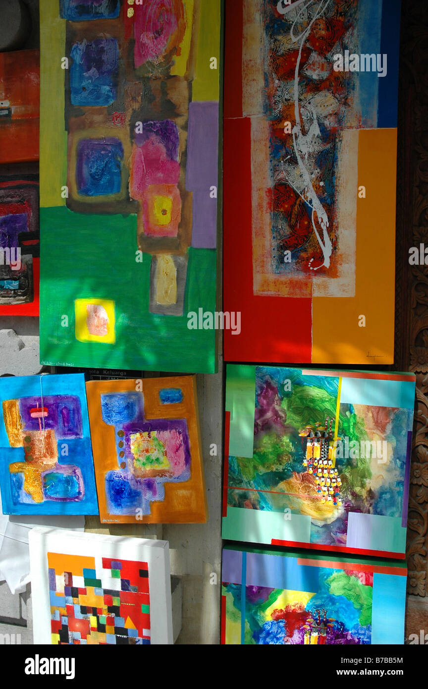 Paintings by local artists for sale in Ubud, Bali, Indonesia Stock ...
