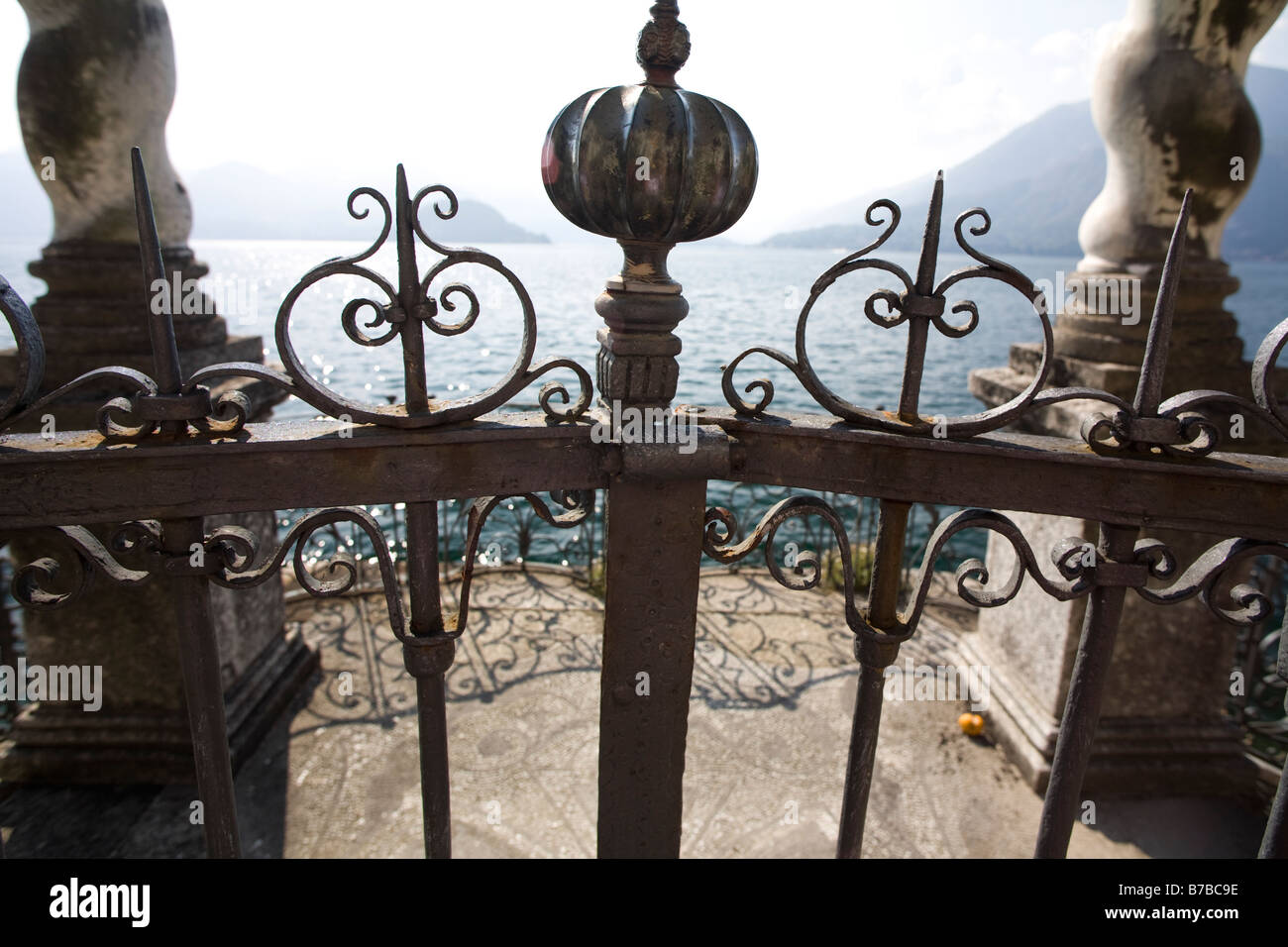 Hand-made old aristocratic waterfront gate. Varenna, Villa Monastero ...
