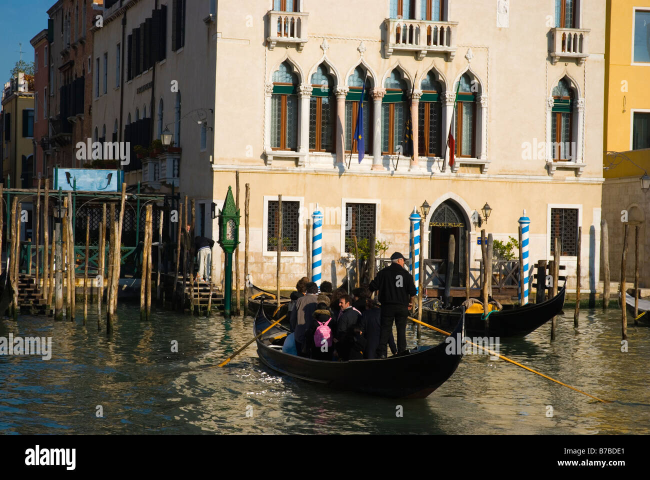 Traghetti boat crossing Canal Grande in Venice Italy Europe Stock Photo ...