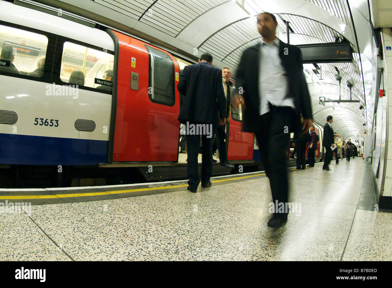 Train and passengers on the London Underground Northern Line, England ...