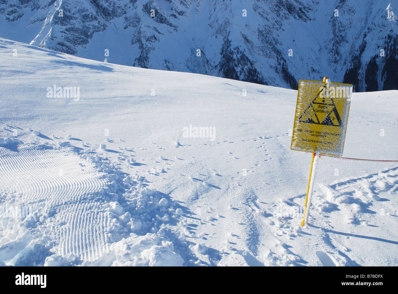 warning sign Ahorn mountains Austria Stock Photo - Alamy