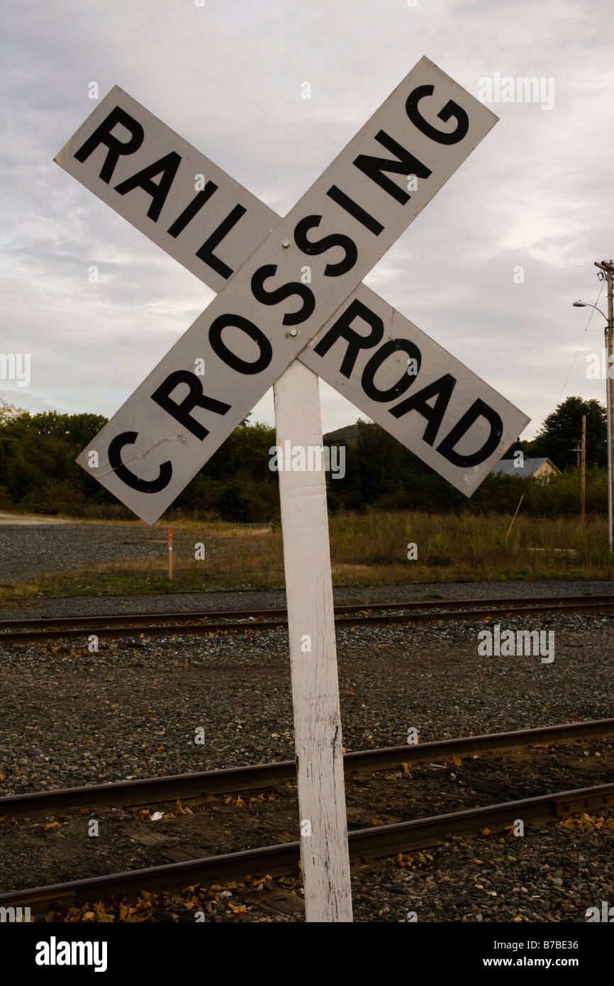 Railroad Crossing Sign White River Junction Vermont USA Stock Photo - Alamy