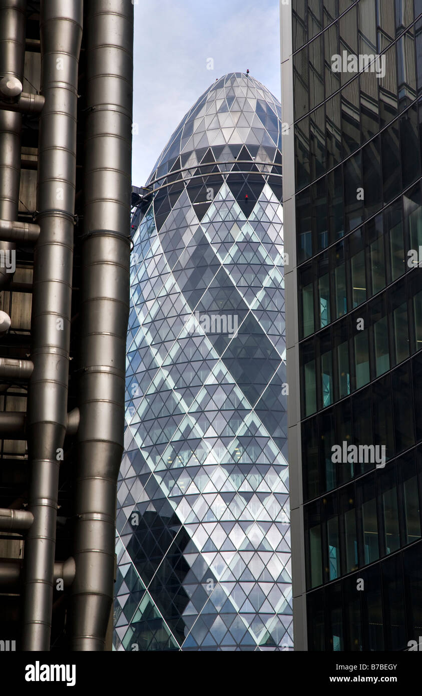 The Gherkin building and Lloyds London England Stock Photo - Alamy