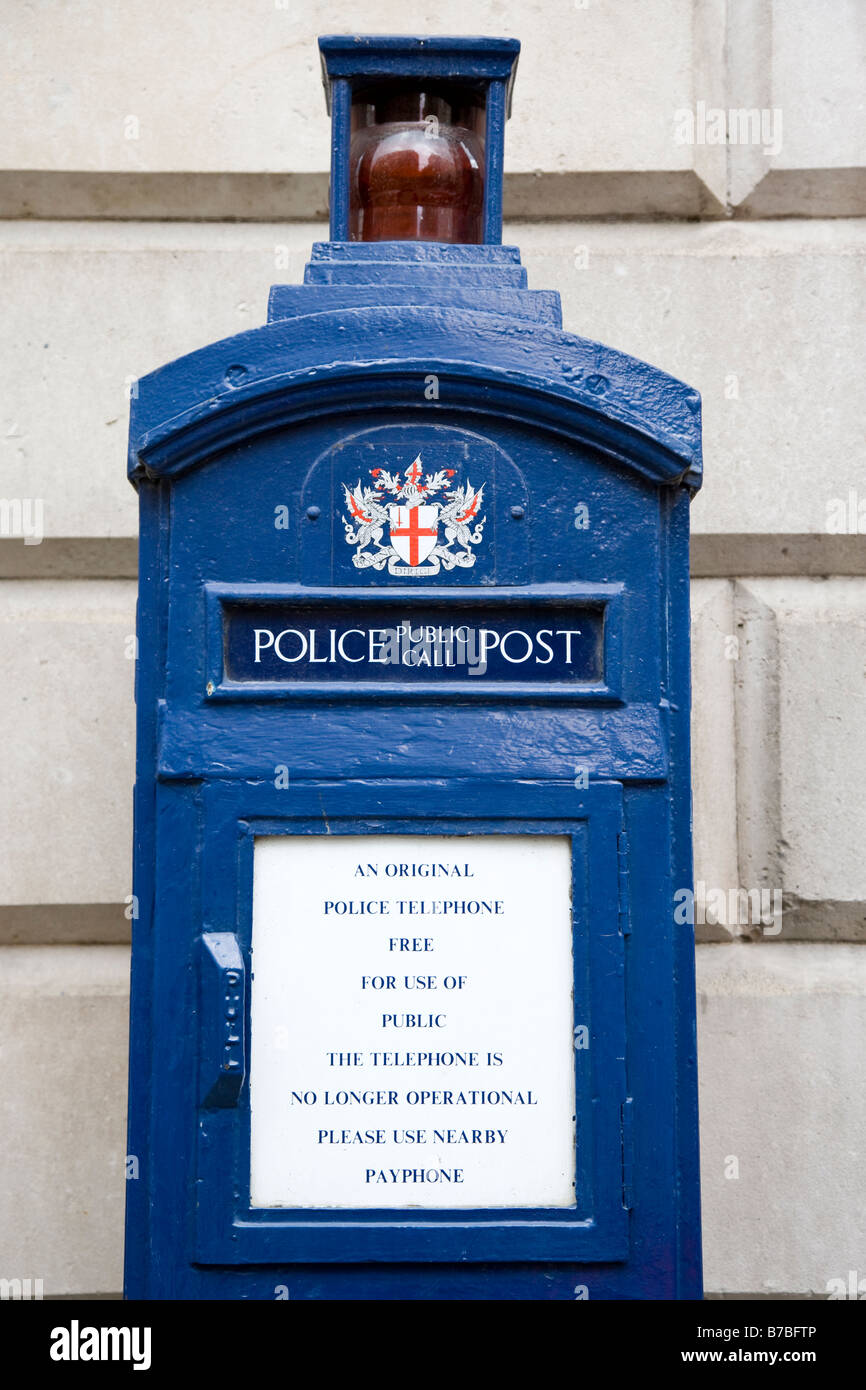 Old fashioned blue Police call box London England Stock Photo - Alamy