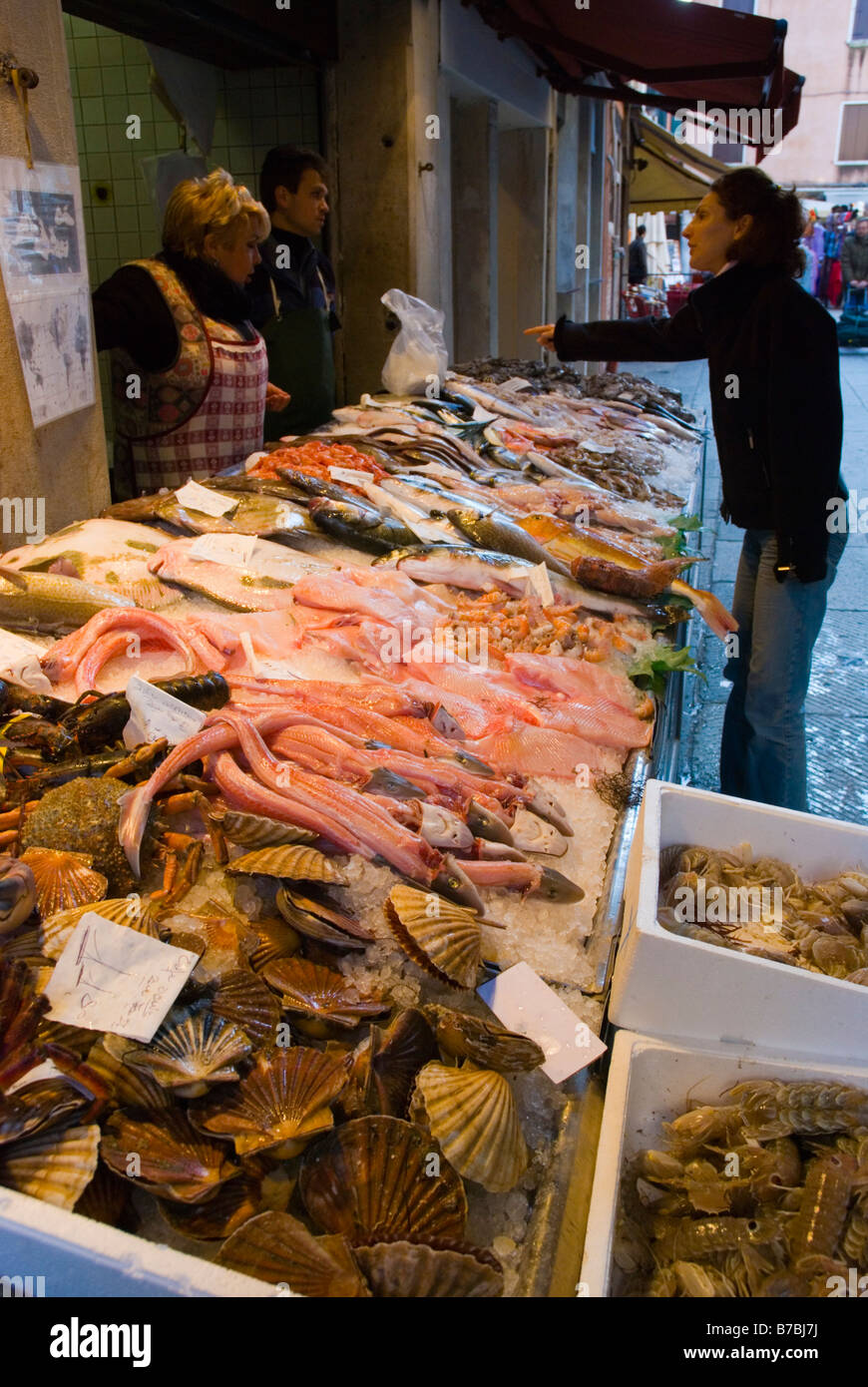 Fish market at Campo della Pescaria square in Venice Italy Europe Stock ...