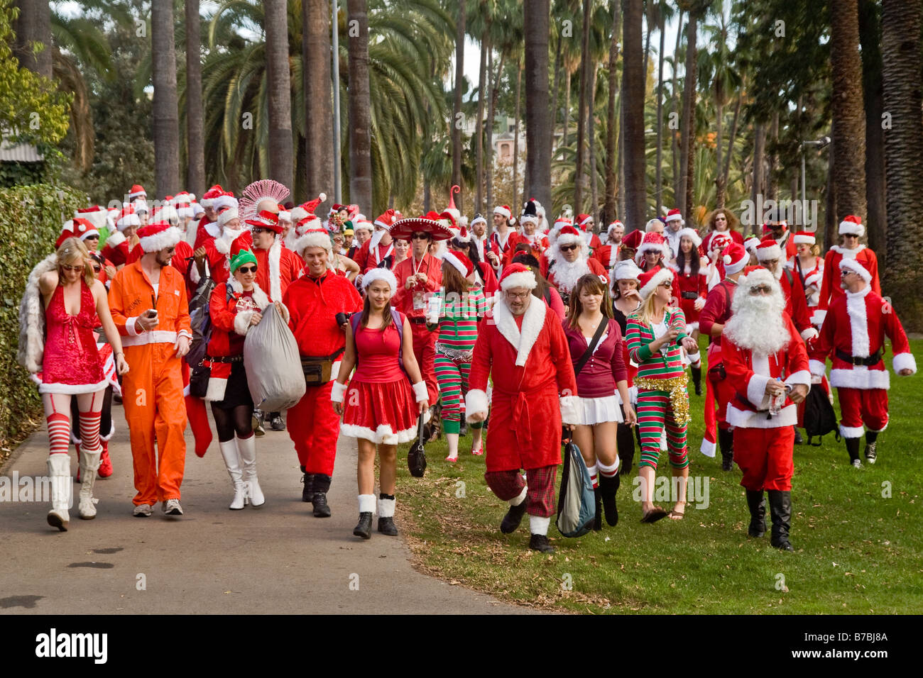 Women dressed up like Christmas presents in Los Angeles Stock Photo - Alamy
