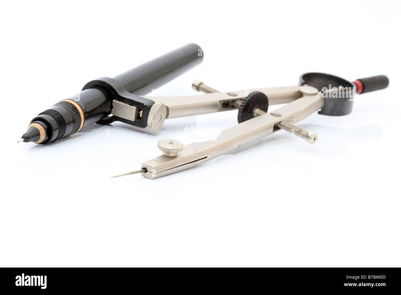 drawing tools compass with rapidograph isolated on white background ...